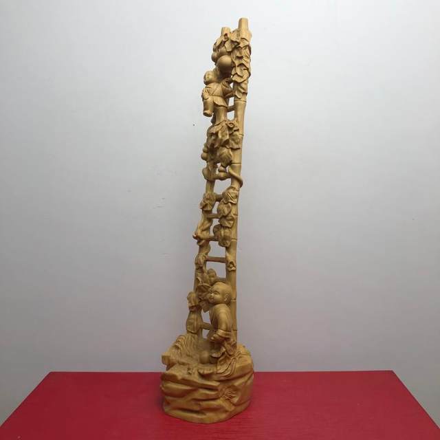 Small-leaf boxwood carved Fulu ladder, step by step ornament, solid ...