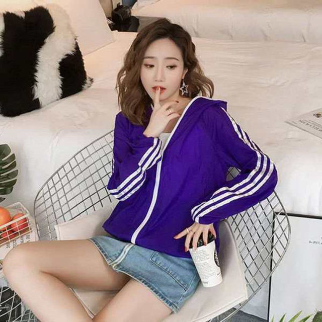 Sunscreen female 2024 summer anti -ultraviolet zipper hooded coat long ...