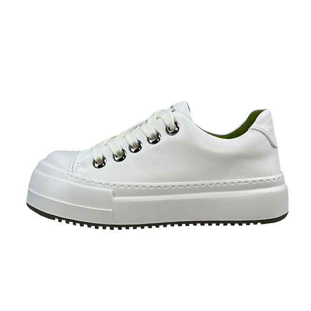 European station niche Angora red genuine leather thick-soled sneakers ...