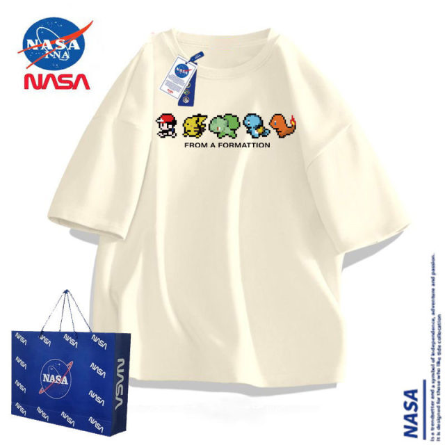 NASA Pokémon Short -sleeved T -shirt Men and Women Summer Fun Cartoon ...