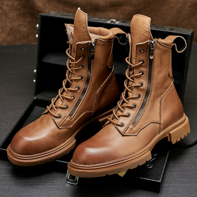 Martin boots men's winter genuine leather high-top thick-soled boots ...