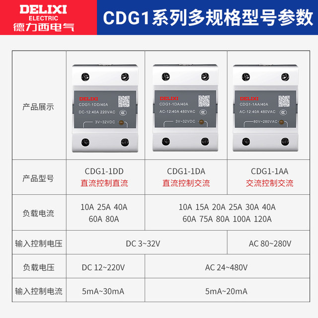 Delixi single-phase SSR solid state relay CDG1-DA/AA/DD small 24v DC ...