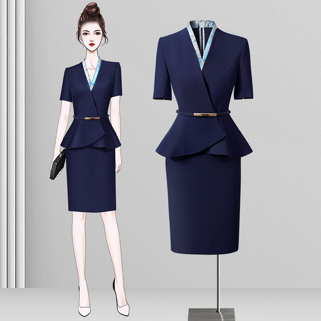 Ruffled professional women's skirt suit summer temperament slim waist ...