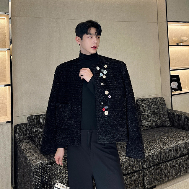 Autumn and winter niche light luxury high-end tweed jacket men's ...