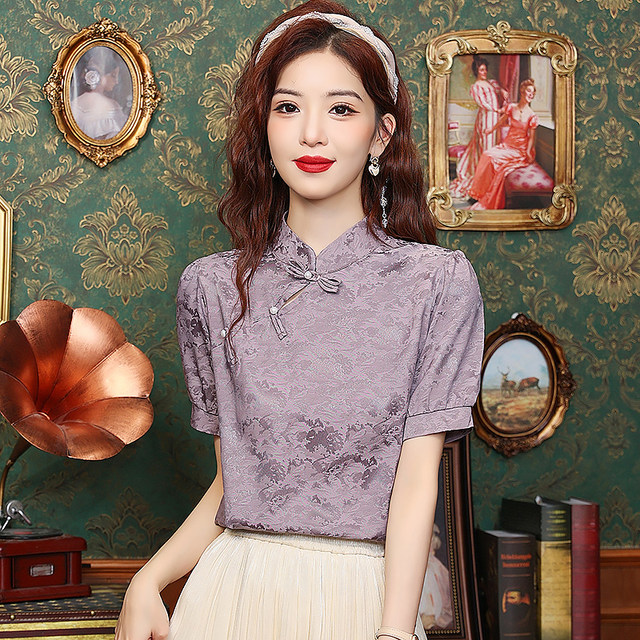 New Chinese button-up shirt women's short-sleeved summer new Chinese ...