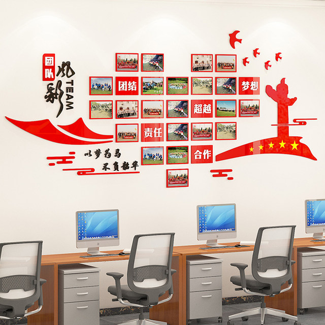Team style display wall company corporate culture wall outstanding ...