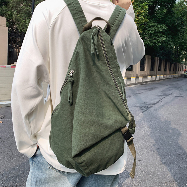 Backpack for men washing canvas niche computer backpack solid color ...