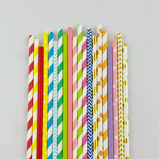 100 colored disposable paper straws, bar store dessert desk decoration ...