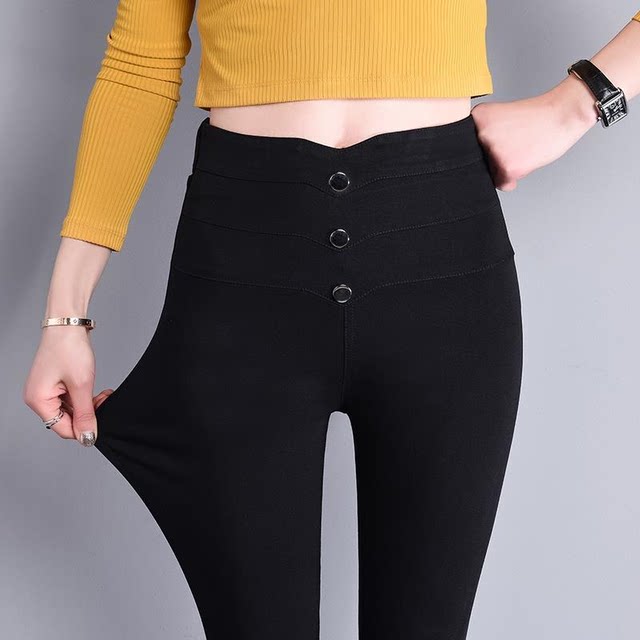Autumn and winter high waist plus velvet warm tight slim and stretchy black magic leggings for ...