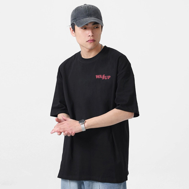 WASSUP trendy brand heavyweight pure cotton 280g letter logo T-shirts ...