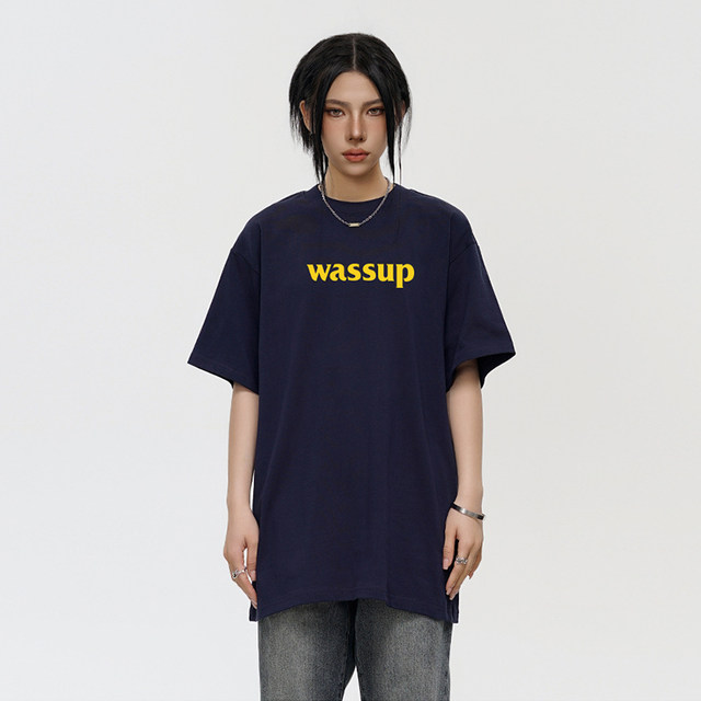 WASSUP HEODS simple t-shirt national trend summer pink cotton casual ...