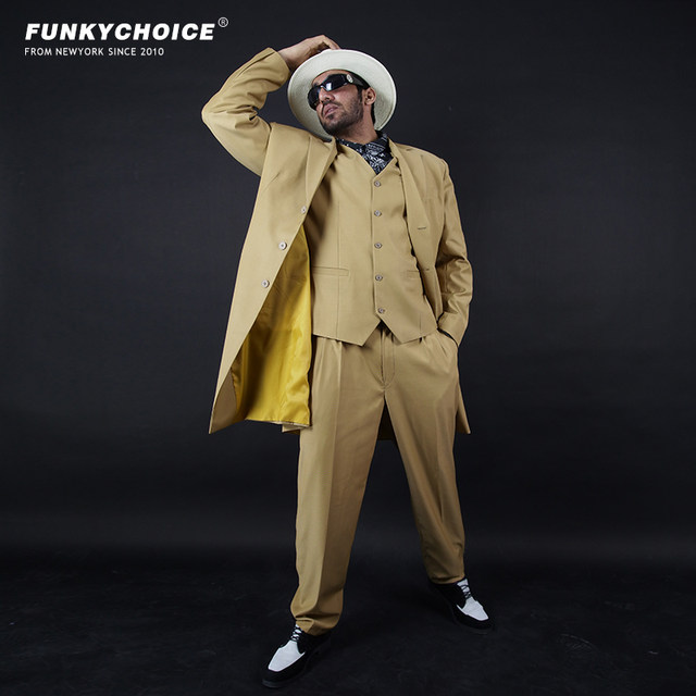 Camel hip -hop Popping mechanical dance custom medium -long suits vest ...
