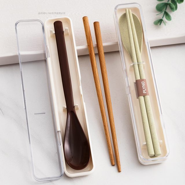 Bulino new wheat straw chopsticks spoon set outdoor travel portable ...