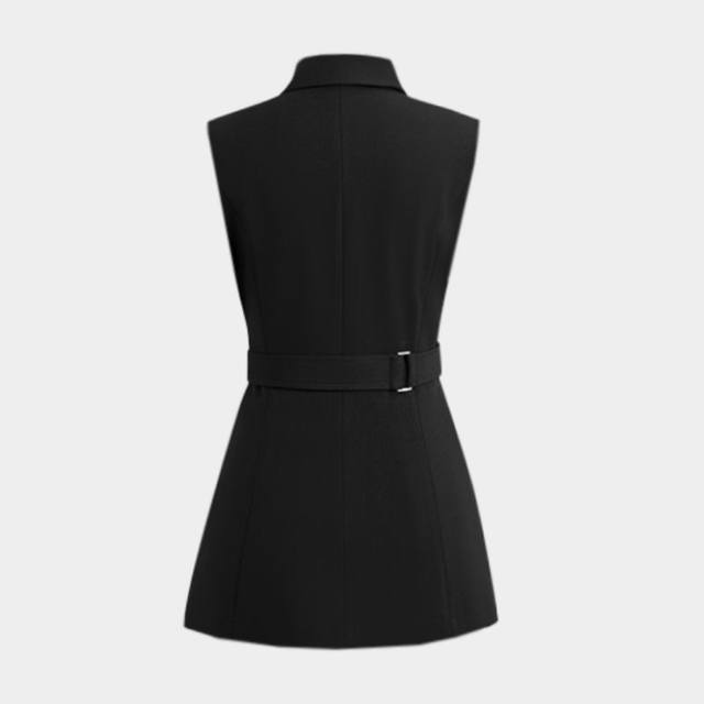 7502 Black Half Belt Vest Women's Autumn Slim Fit High-End Sleeveless ...