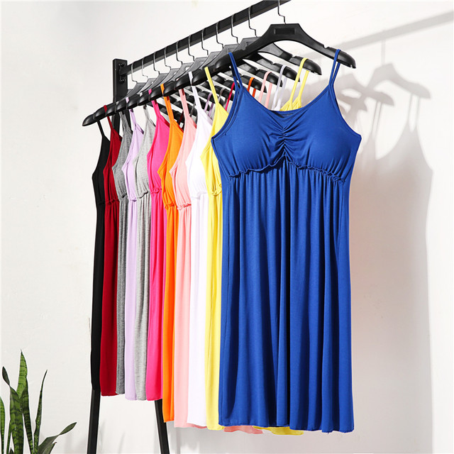 Modal suspender vest skirt female summer thin inner dress V line chest ...