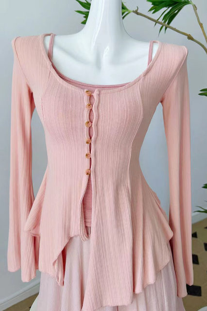 Real-life Zen irregular dance style top/skirt chic flared sleeve top ...