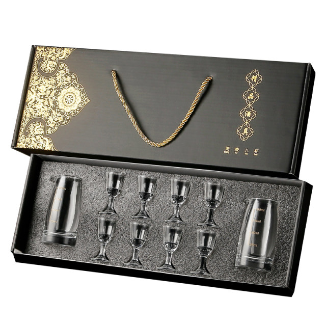 High-end liquor glass set for home gifting crystal gold-painted spirit ...