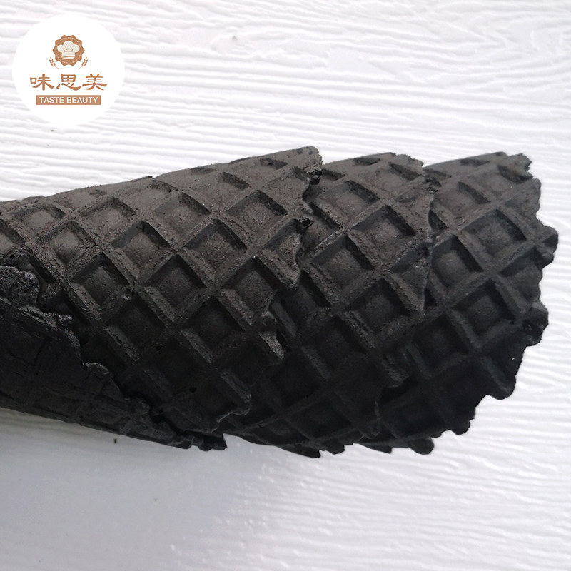 Bamboo Charcoal Ice Cream Cones - Crispy Black Lace Cones for Desserts
