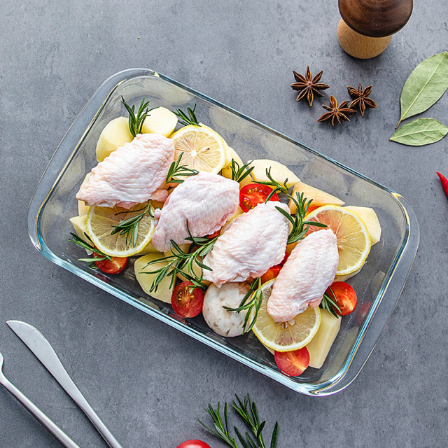 Steel glass rectangular grilled fish plate microwave oven oven, steamed ...