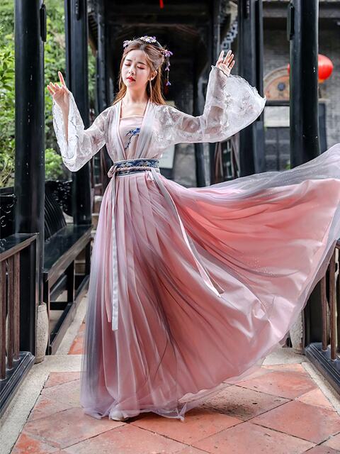 Hanfu summer female Chinese style costume flowers god Fu Ming system ...