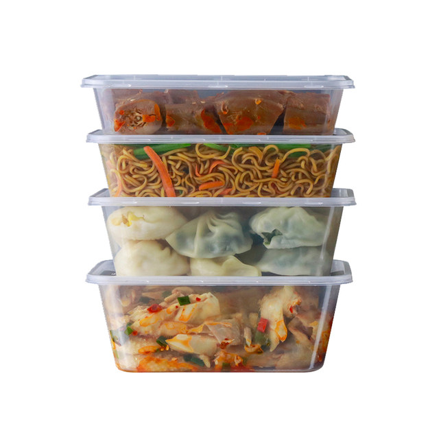 Disposable lunch box rectangular belt covering plastic microwave oven ...
