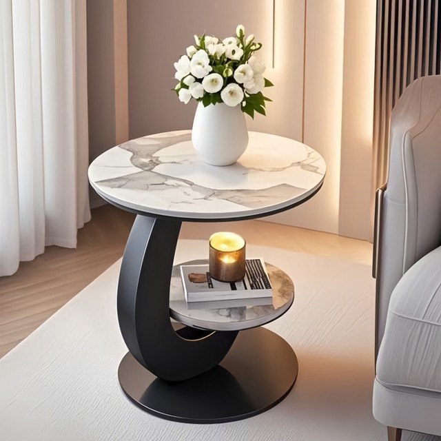 Italian light luxury side table living room sofa side table high-end rock board creative small ...