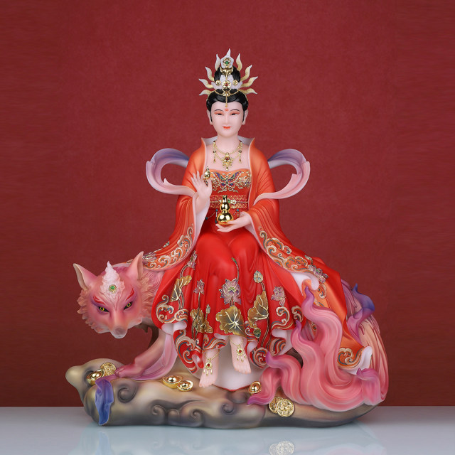 The ordinary nine-girl Buddha statue, white marble ancient color nine ...