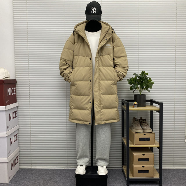 Mid-length hooded soft shell down jacket men's winter clothing plus ...