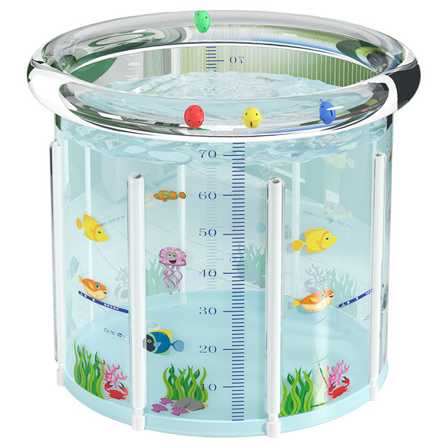 Baby household swimming bucket folding transparent children children ...