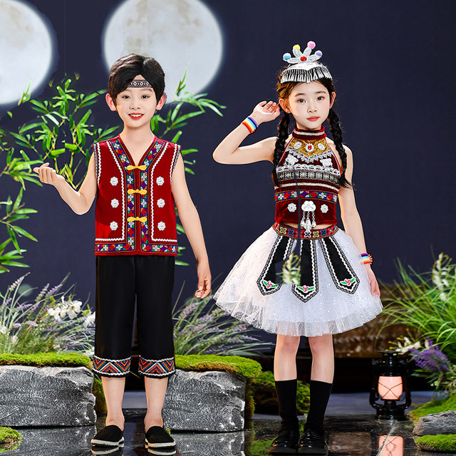 Children's Miao performance costumes, ethnic minority performance ...