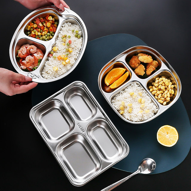 Kindergarten 304 stainless steel children's dinner plate divided baby ...