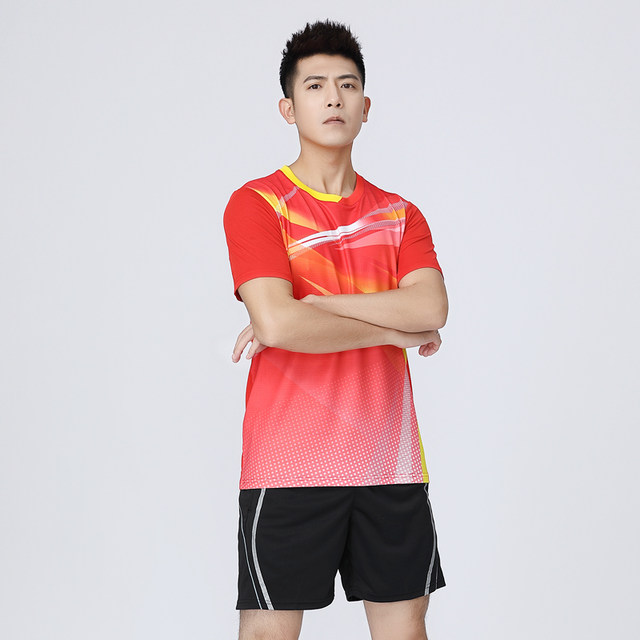 Badminton suit men's and women's set round neck short -sleeved ...