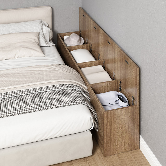 Solid wood floating window cabinet bedside cabinet against wall narrow ...