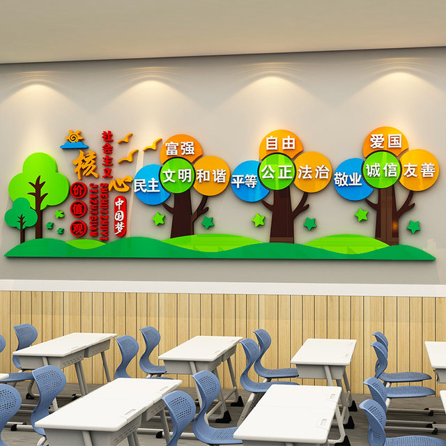 Socialist Core Values Wall Stickers Primary School Classroom Layout ...