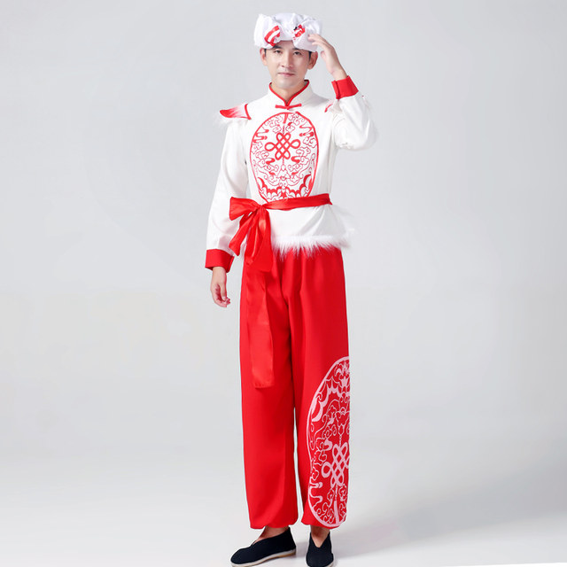 New adult Ansai waist drum uniform red Shaanxi ethnic costume men and ...