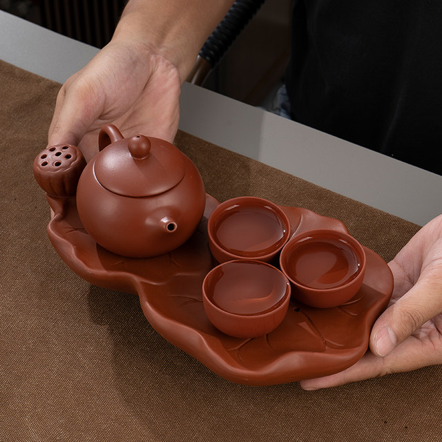 Zisha Kung Fu Tea Disk Chinese Furnishing Simple Store Storage Storage ...