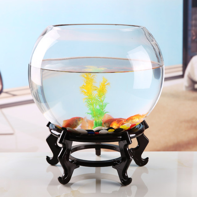 Creative round glass fish tank transparent large desktop thickened ...