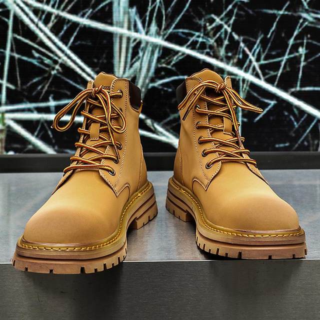 Autumn Large Size Martin Boots 45 Couple Big Yellow Boots 46 Men's ...