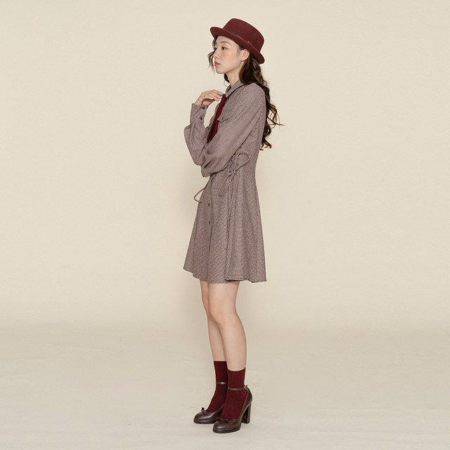D-HARRY/Die Harry Spring New Plaid Tie Dress Women's Retro Mid-Long ...