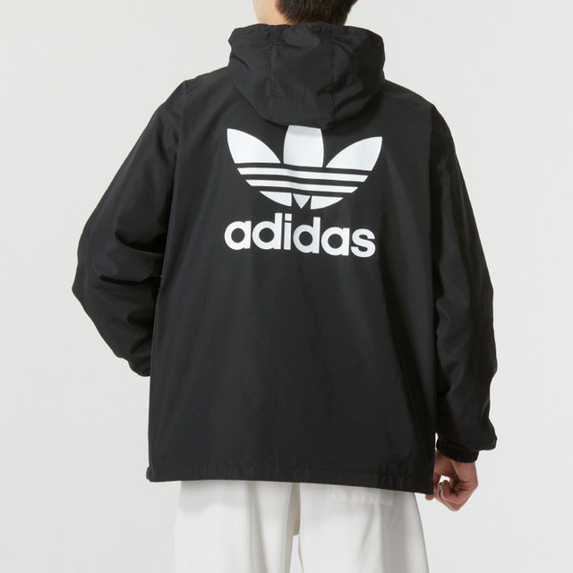 Adidas Clover Black Hooded Jacket Men's 2024 Autumn New Sportswear ...