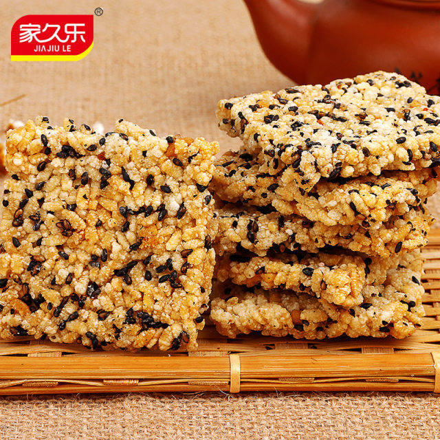 Handmade glutinous rice crispy snacks, bulk black sesame crispy rice ...