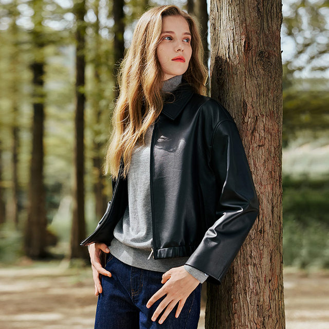 [Sheepskin] Navigare Italian small sailing short leather jacket women's ...