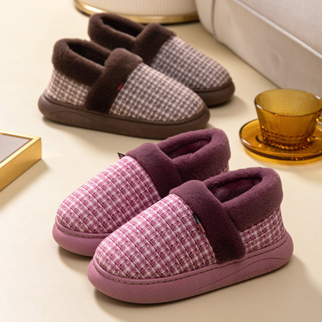 Winter cotton slippers for women with thick sole non-slip confinement ...