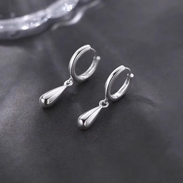 s925 silver water drop earrings for women, simple personality ...
