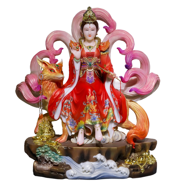 Nine -tailed foxes statue of fox emperor ornaments, blessing Han Baiyu ...