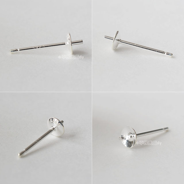 S925 sterling white fungus needle 3-8mm silver needle sterling silver beads plate needle bowl ...