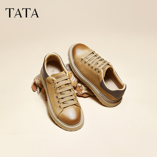TATA outdoor thick-soled sneakers men's shoes casual leather work shoes ...