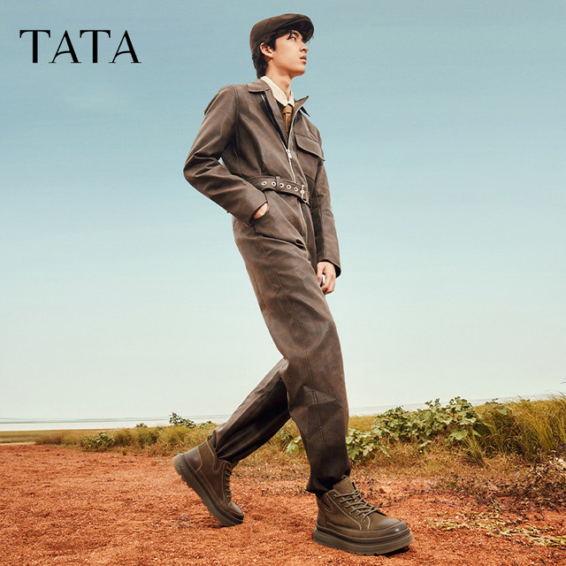 Tata work boots high-top shoes men's shoes plus velvet thick-soled men ...