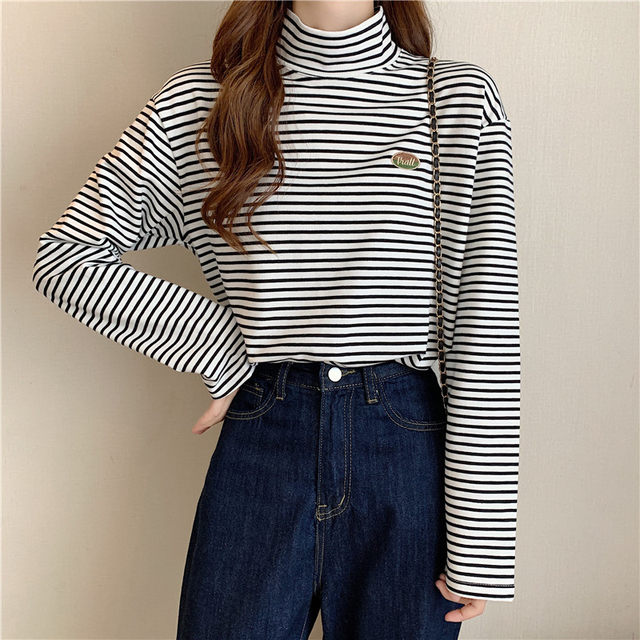 High -necked bottom shirt Female autumn and winter plus velvet ...