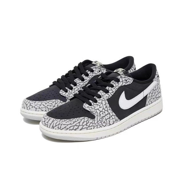 Air Jordan 1 Low AJ1 black gray crackle pattern elephant low-top ...